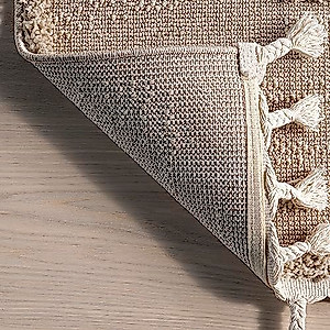 nuLOOM Polina Geometric High-Low Tasseled Area Rug, 4x6, Beige