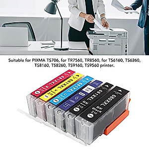 FTVOGUE Multi Color Ink Cartridge Printer Cartridge Replacement for PIXMA TS706 TR7560 TR8560 TS6160 TS6260 (BK BK C M Y PB)