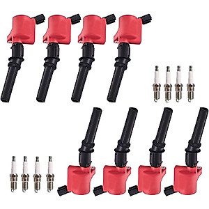 MCK 8 pcs Racing Ignition Coil Pack + 8 Platinum Spark Plug Compatible With Mercury Ford Lincoln E-150 E-250 F-150 F-250 Explorer Expedition Mustang Navigator Grand Marquis Mountaineer 00-11 FD503