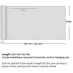 OKOTAR Balcony Deck Privacy Screen Fence Apartments Railing Cover Heavy Duty Mesh Windscreen Brown Grey for Outdoor, Backyard, Patio Cable Ties 90% Blockage (Available for Custom Sizes),0.75 * 5m