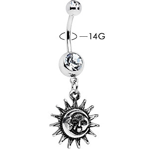 Body Candy Sun Meets Moon Celestial Dangle Belly Ring