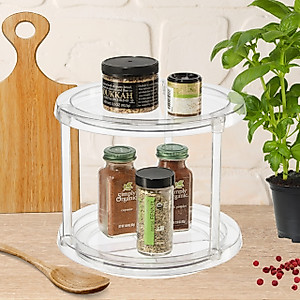 OGGI Two Tier Lazy Susan Rotating Organizer for Kitchen, Pantry, Cabinet Organizing and Storage. Ideal as a Rotating Spice Rack and Pantry Can Organizer, 9.75'' Dia x 8'' H (7780.)