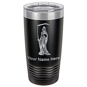 LaserGram 20oz Vacuum Insulated Tumbler Mug, Santa Muerte, Personalized Engraving Included (Black)
