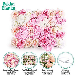 Flower Wall Decor 3D Flower Wall Panel Silk Flowers for Wedding Backdrop, Bridal Shower, Event, Baby Girls Room, Nursery, Home Decor, Pink Wall Decor (Rose and Hydrangea Premium Silk Flowers)