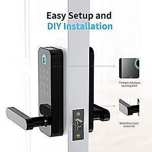 Smart Door Lock,Electronic Digital Bluetooth Smart Deadbolt,Keyless Entry Door Lock with Keypads,Gateway Hub Included, Work with Alexa and Google Home,Smart Life APP,Code for Home Apartment