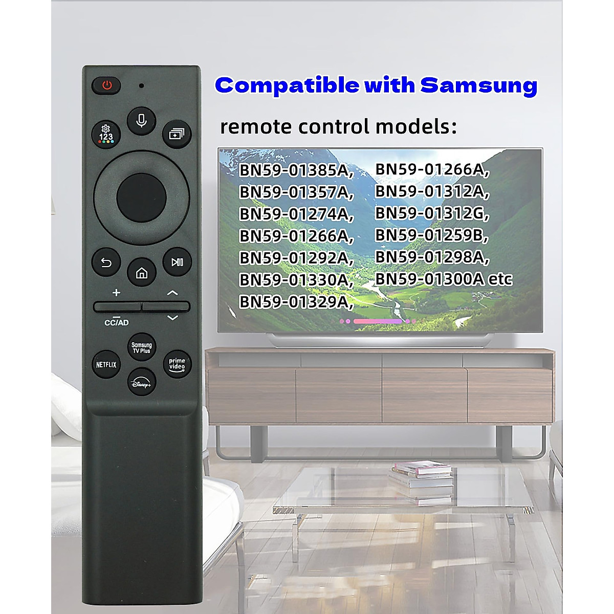2023 New BN59-01385A（No solar） Replacement Voice Remote fit for Samsung Smart TV,Compatible with Samsung Crystal UHD/QLED/Neo QLED/The Frame/4K/8K Series TVs-1 year warranty