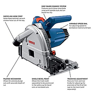 BOSCH Tools Track Saw - GKT13-225L 6-1/2 In. Precison Saw with Plunge Action & Carrying Case