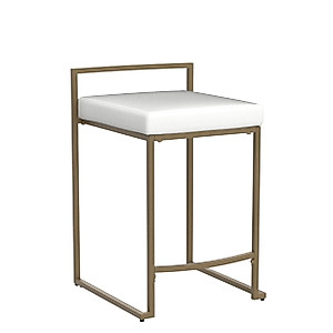 Crosley Furniture Harlowe Upholstered Seat Counter Height Bar Stools Set of 2, Kitchen and Dining, Crème and Gold