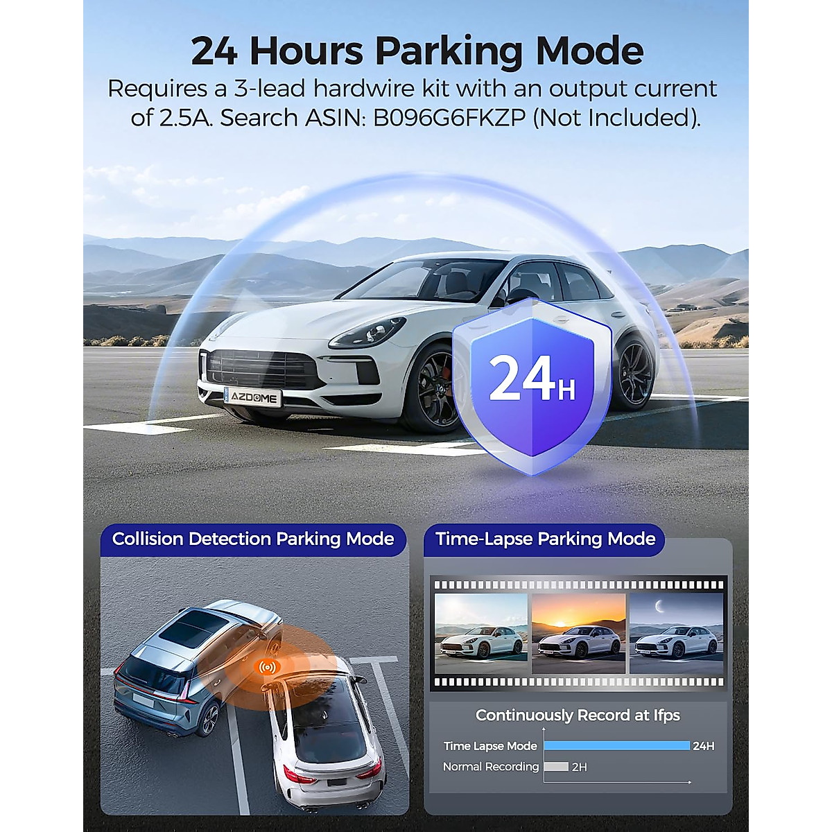 AZDOME M550 Pro 5G WiFi 3 Channel Dash Cam Built-in GPS, 4K+1080P Dual Dash Camera for Cars with 64GB Card, 1440P+1080P+1080P Front and Rear Inside, 3.19" IPS Screen, IR Night Vision, 24H Parking Mode