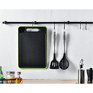 4 in 1 Cutting Board and Defrosting Plate with Knife Sharpener and Garlic Grinder (Black)