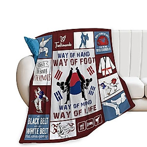 Taekwondo Blanket Korea Gifts for Girls Boys Kids Woman Sport Throw Blankets Soft Blanket Warm Fleece Flannel Plush Blankets for Bed Sofa Couch 40"x50"