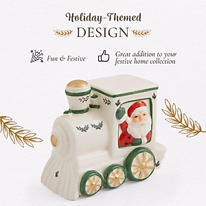 Spode Christmas Tree Miniature Christmas Village Figural Decoration, Snowy Christmas Village Set, Ceramic Holiday Decor - Festive Holiday Decorations for Indoor Display (Train)