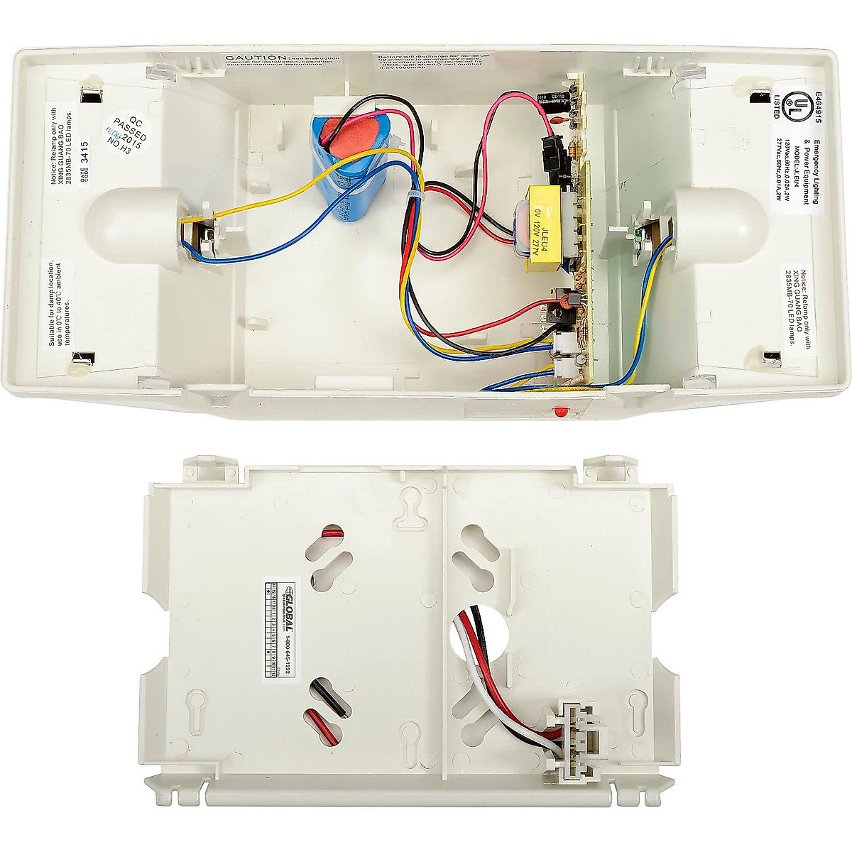 Global Industrial 2 Head LED Emergency Unit w/Fixed Optics