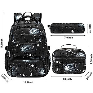Createy Boys Backpack, Galaxy Backpack for Boys School bags Elementary Bookbags Teens Backpack with Lunch Bag Pencil Case