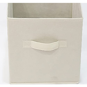 Sebadaci Storage Bins Cubes Baskets with Handles Collapsible Storage Bins Storage Baskets for Shelves, Organizing, Office Organizer 3-Pack Collapsible Storage Bins, Beige, Medium