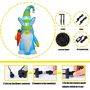 BLOWOUT FUN 4ft Inflatable Easter Blue Swedish Gnome Decoration LED Blow Up Lighted Decor Indoor Outdoor Holiday Art Decor Decorations Clearance