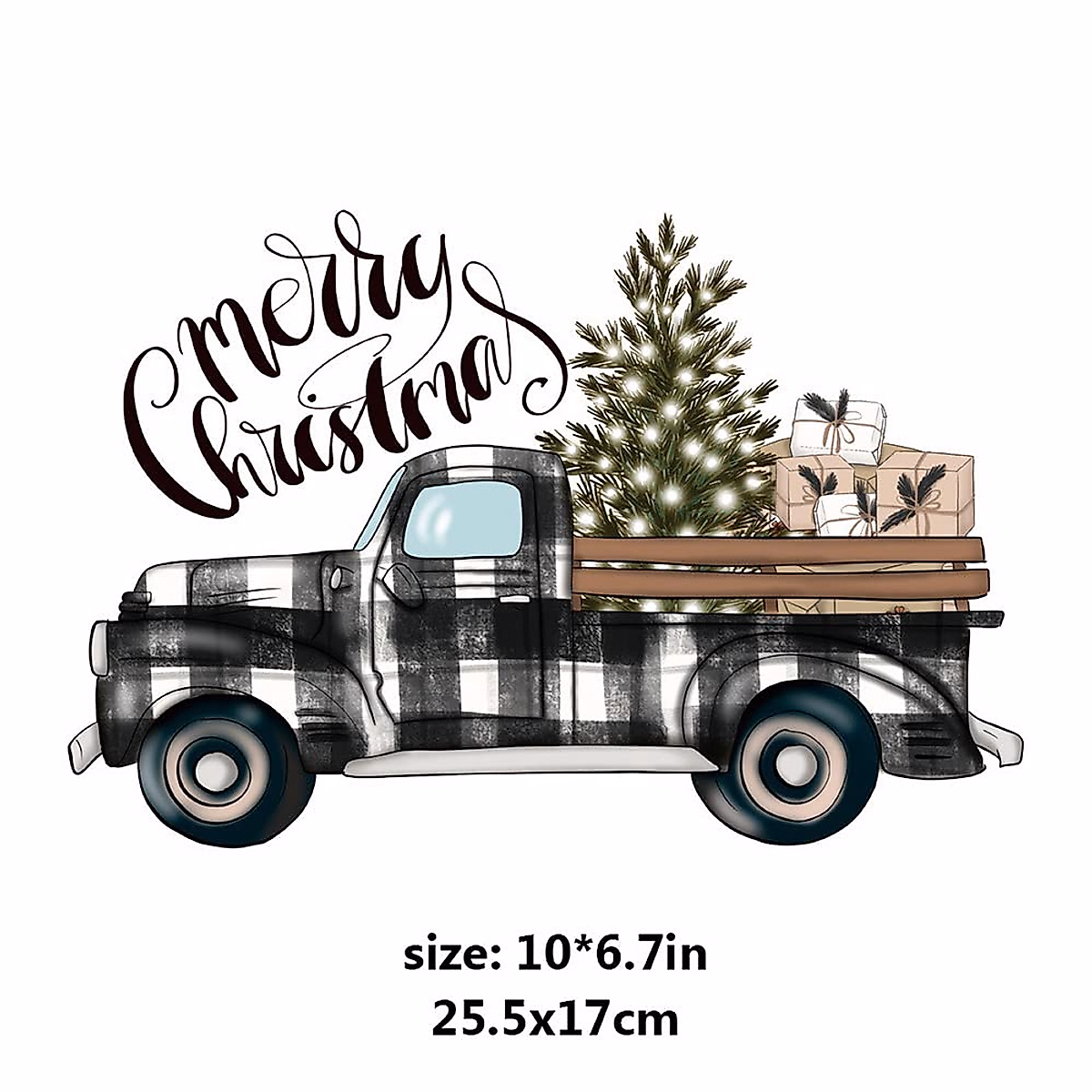 Iron on Decals & Patches - 3 Sheets Heat Transfer Stickers - Christmas Tree, Car, Deer Patterns for T-Shirts, Pillow, Hoody, Bag