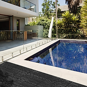 Hugeleaf 6 Pack Deck Tiles 12.2” x 12.2” Plastic Outdoor Flooring, Interlocking Deck Tiles Outdoor Waterproof All Weather Patio Tiles for Balcony, Porch, Poolside (Black)