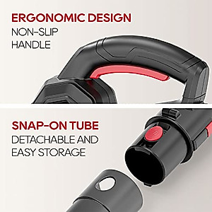 Ecomax 18V Electric Leaf Blower, Leaf Blower Cordless with 2Ah Battery and Charger, Lightweight Blower Battery Powered for Lawn Care & Snow Blowing & Yard Cleaning, ELG04, Black & Red