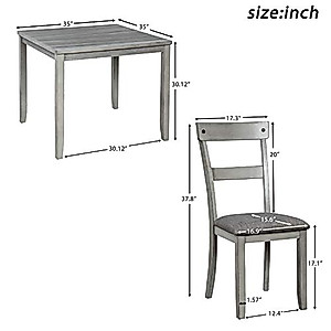 Merax 5-Piece Wooden Dining Table Set with 4 Chairs for Kitchen, Industrial Style, Light Grey