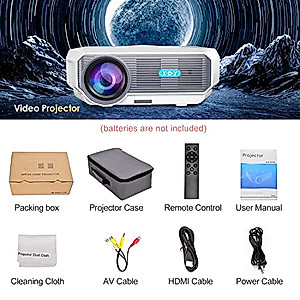 XGODY Portable Projector A4300 Native 1080P HD Projector 9200L 5G WiFi Projector Bluetooth Home Theater Video Projector with Storage Bag Remote Control Support HDMI, VGA, USB, Phone Mirror Link White