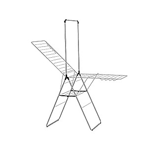 Brabantia HangOn Laundry Drying Rack with Garment Rail (82ft / Metallic Gray) Compact, Foldaway, Adjustable Indoor Stainless Steel Clothes Horse