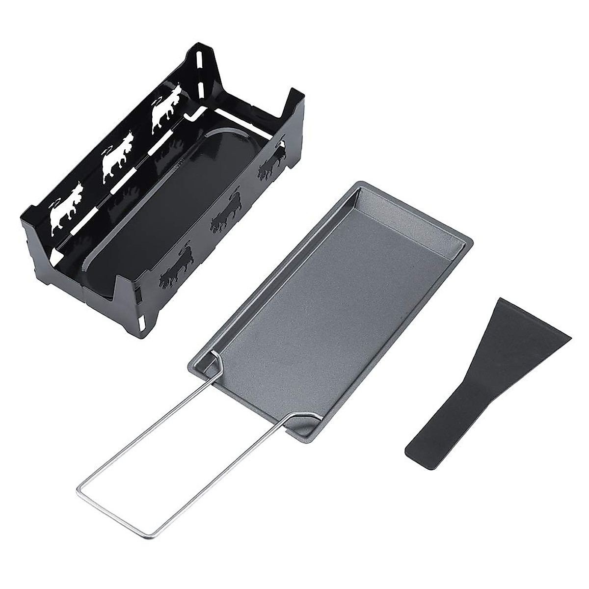 Mini Cheese Raclette, Portable Foldable Non-Stick Raclette Grill, Candlelight Cheese Melter Pan, with Spatula