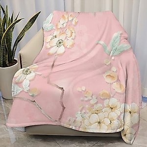 AuHomea Bird and Butterfly Stripes Throw Blanket Lightweight Flannel Fleece Blankets Warm and Cozy Super Soft Throws 30"x40" for Cat Pet and Babies