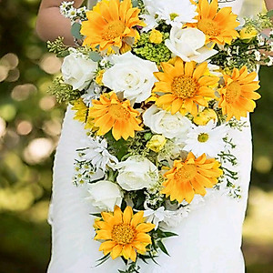 HUAESIN 21 Heads Sunflowers Artificial Flowers Long Stem Fake Sunflowers Silk Sunflower Bouquet for Home Wedding Wreath Party Table Centerpieces Decor