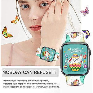 Easter Bands Compatible with Apple Watch Band 38mm 40mm 41mm,Cartoon Gnomes Rabbit Eggs Bunny Silicone Strap Wristbands Compatible with iWatch Bands Series SE 7 6 5 4 3 2 1 for Girls Women Boys Men