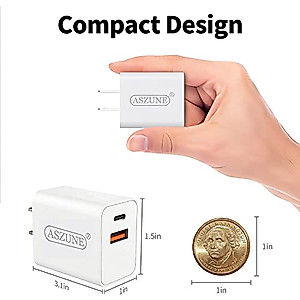 USB C Wall Charger Block,iPhone Charger Cube,20W PD Plug Charging Box,Dual Port Power Adapter Compatible with Apple Watch Series 8 7 6 5 4 3 2 Se iwatch iPhone 14 13 12 11 Pro Max SE XS XR X 8 6S Plus