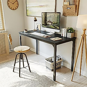 CubiCubi Computer Desk, 32 inch Home Office Writing Study Desks with Arc Corner, Small PC Table with Cable Hole, Black