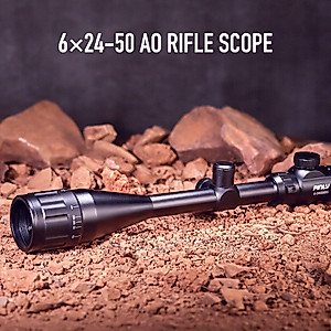 Pinty 6-24x50 AO Rifle Scope Rangefinder Illuminated Optics with Free Mount