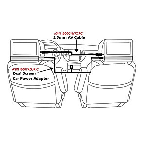EDO Tech 11 Ft Car Charger Adapter Power Cord & 10 Ft Audio Video Av Cable for Philips Dual Screen Portable DVD player Pet941d/37 Pd9012m/37 Pd9016/37 Pd9000/37 Pb9011/37 Pd7012/37 Ly-02 Ay4133 Ay4197