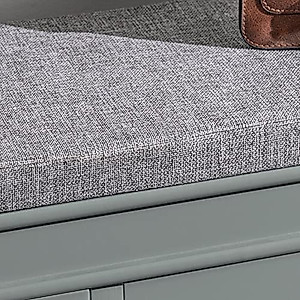 Haotian FSR64-HG, Grey Storage Bench with 2 Flip Drawers & Padded Seat Cushion, Hallway Bench Shoe Cabinet Shoe Bench, Hidden Shoe Rack Bench for Hallway, Bedroom