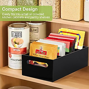 Acrylic Seasoning Organizers with 4 Slots, Tea Bag & Snack Packet Storage Bin, Coffee & Gravy Packet Condiment Organizer for Kitchen & Pantry Cabinet