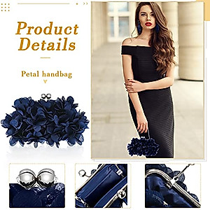 Clutch Evening Bags Satin Floral Appliques Clutch Purses Bohemian Tiered Earring for Women Prom Layered Tassel Earrings (Navy Blue)