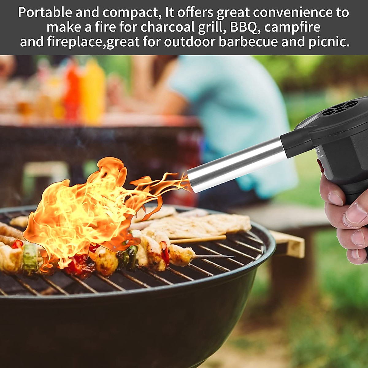 Yosoo Portable Bbq Fan Air Blower,Charcoal Electric Battery Powered Barbecue Fan Air Blower,Charcoal For Outdoor Camping Picnic Charcoal Grill Barbecue