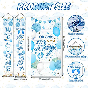 Redbaker Baby Shower Decorations Welcome It is a Boy Baby Shower Door Hanging Porch Sign Baby Shower Party Door Cover Banner Blue Boy Baby Backdrop Background for Gender Reveal Party Supplies