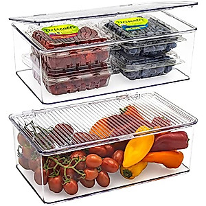 Sorbus Pantry Storage Organizer with Lids- Clear Plastic Refrigerator Organizer Bins- MultiPurpose & Versatile Stackable Cabinet Organizers- Cosmetics, Laundry, Office Supplies, Food Organizer- 2 Pack