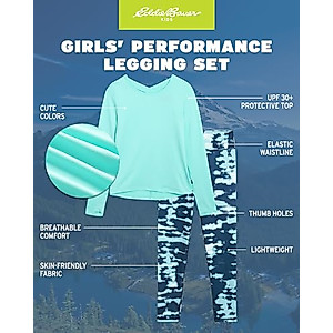 Eddie Bauer Girls' Active Legging Set - Athletic Moisture Wicking Leggings and Lightweight Performance Top for Girls (XS-XL), Size Medium, Aqua