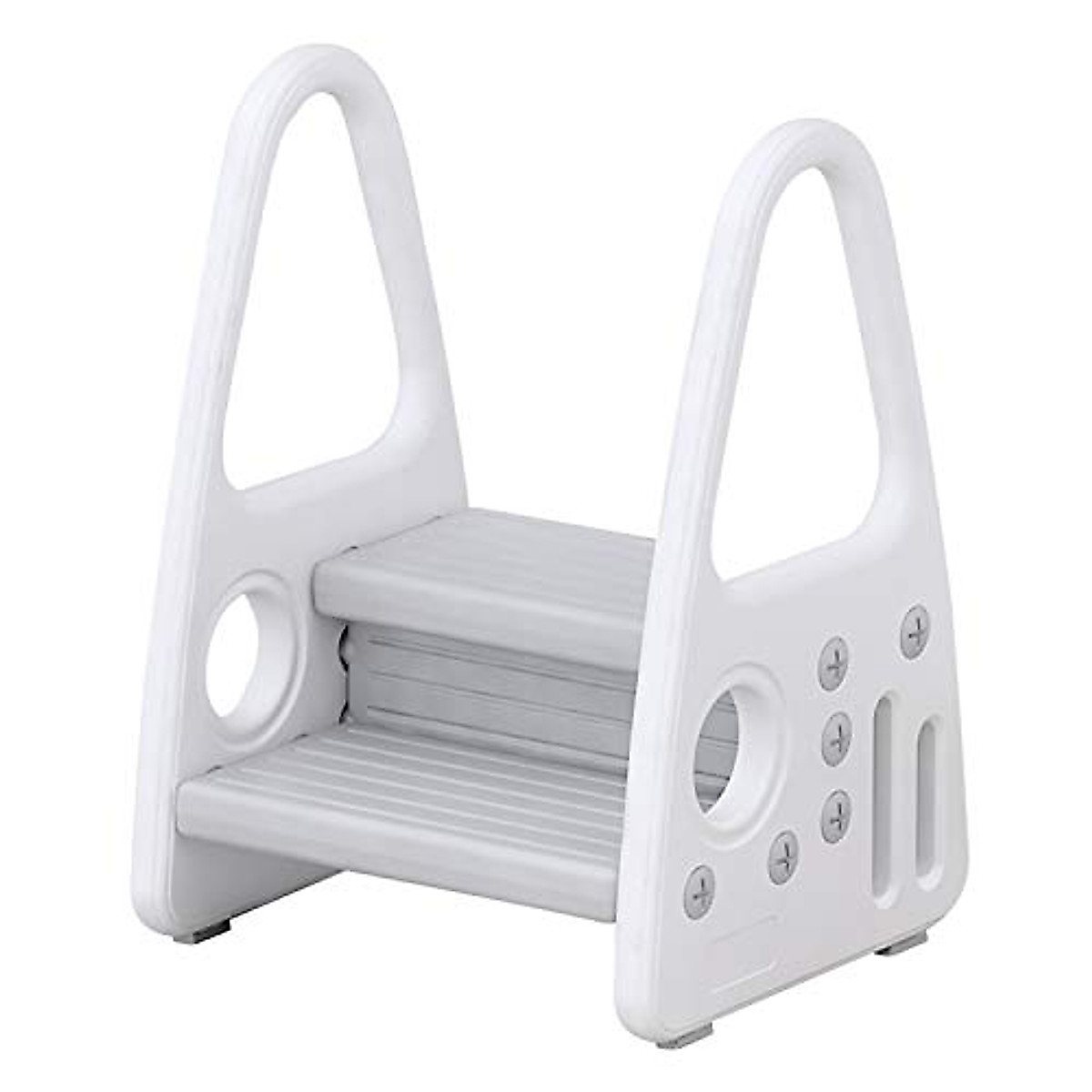 Toddler Step Stool with Handles, Two Step Stool for Toddler and Kids, Reaching Bathroom Sink, Toilet Potty Training (Gray)