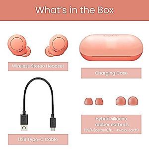 Sony WF-C500 True Wireless Headphones - Up to 20 Hours Battery - Charging case - Voice Assistant Compatible - Built-in mic for Phone Calls - Reliable Bluetooth - Coral Orange