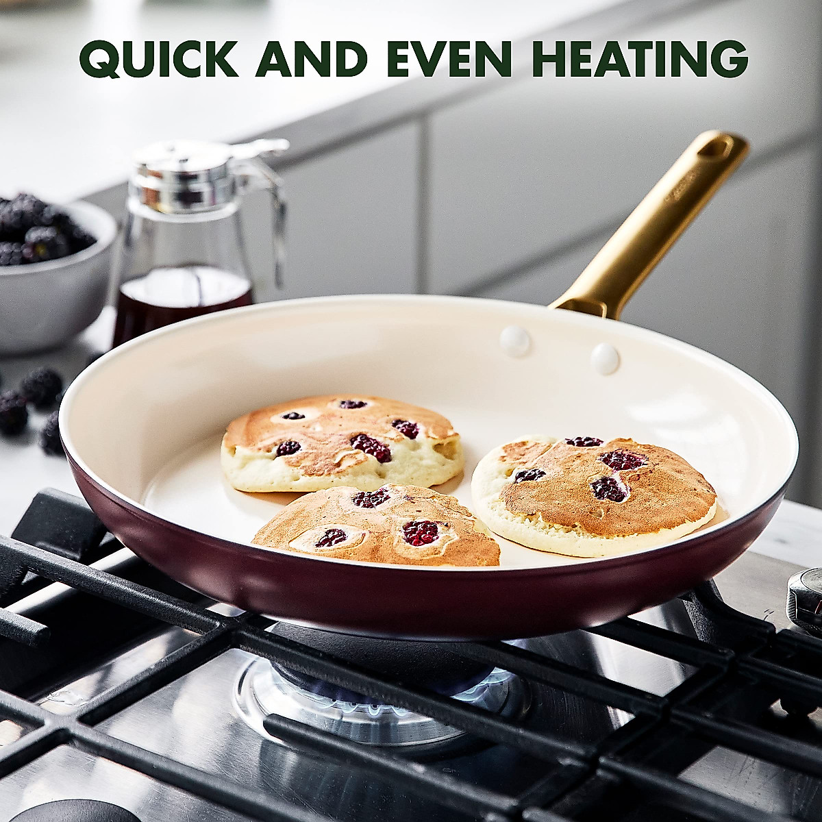 GreenPan Reserve Hard Anodized Healthy Ceramic Nonstick 10 Piece Cookware Pots and Pans Set, Gold Handle, PFAS-Free, Dishwasher Safe, Oven Safe, Merlot Purple