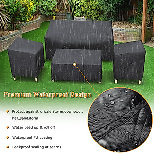 STARTWO Outdoor Furniture Cover Waterproof, Patio Furniture Covers 4 Piece Set, Heavy Duty 500D Patio Furniture Set Cover for Chairs, Couch, Table Coffee, Black