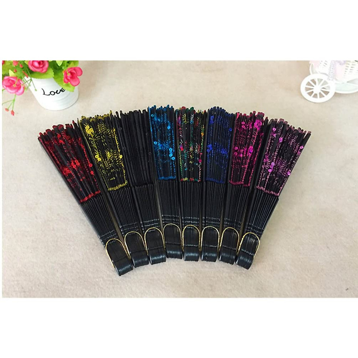 VOSAREA 3pcs plastic fan ventiladores portatiles red fan Portable fan Handmade fan Summer fan collapsible fan folding fan hand fans for women dancing fans sequin fan manual Spain Miss