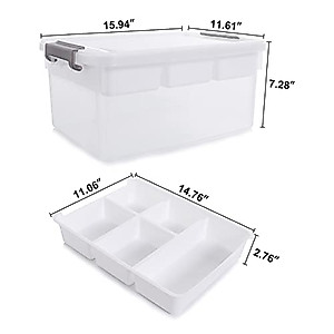 Citylife 17QT Plastic Storage Box with Removable Tray Craft Organizers and Storage Clear Storage Container for Organizing Lego, Bead, Tool, Sewing