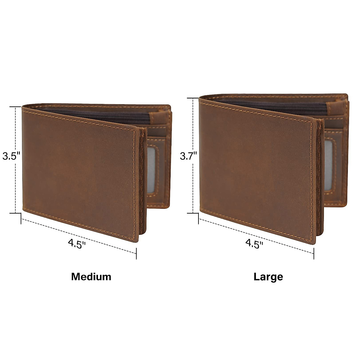 Polare Cowhide Genuine Natural Crazy Horse Leather RFID Blocking Bifold Wallet For Men