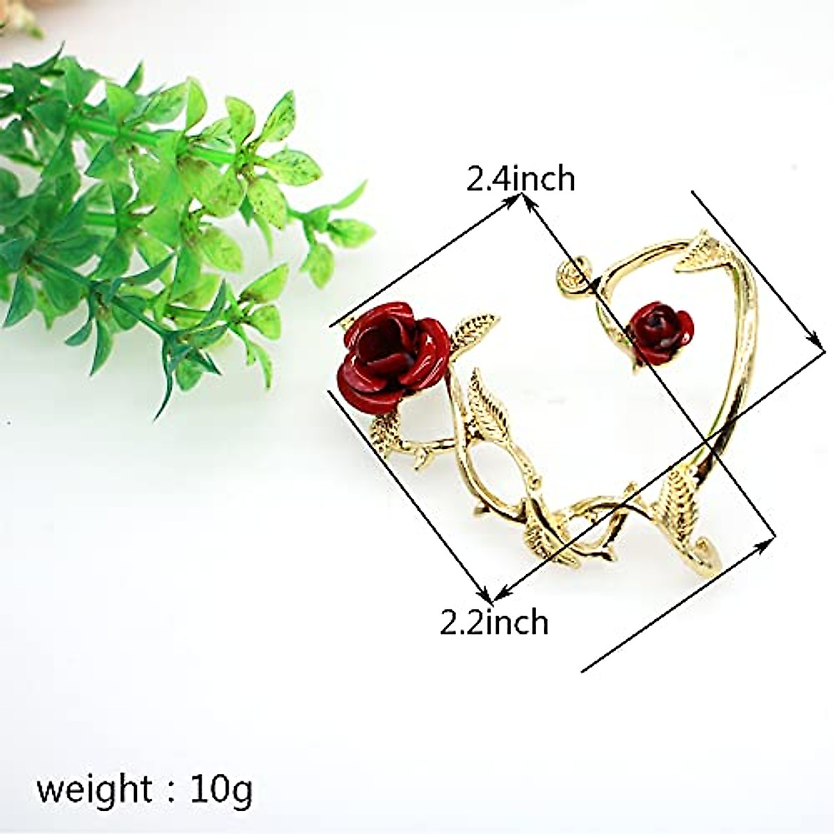 Retro Rose Flower Climbers Crawler Jacket Earrings Sparkly Metal Left Ear Cuff Wrap Clip Stud Earring for Women Fashion Jewelry 1 PC (Gold)