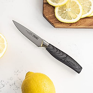 Viking Culinary German Steel Hollow Handle Cutlery Set, 6 Piece, Includes Protective Plastic Sleeve, All Essential Knife Types, Dishwasher Safe, Ash Wood Pattern Handles